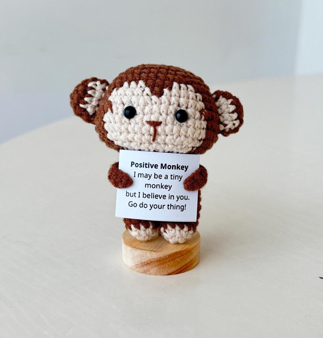 Crochet Monkey Positive With Desk Decorations, Supportive Monkey ...
