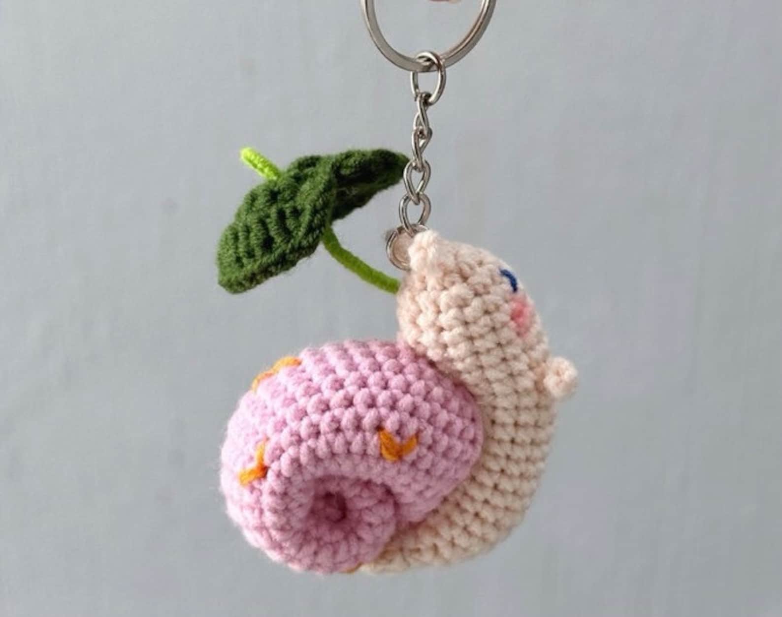 Handmade Baby Snail Crochet Keychain, Mini Snail Crochet Plush Plushie ...