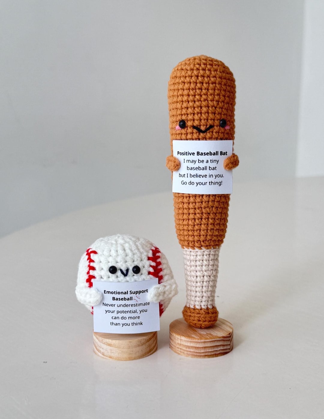 Funny Positive Baseball, Knitted Baseball Bat With Positive Card, Cute ...