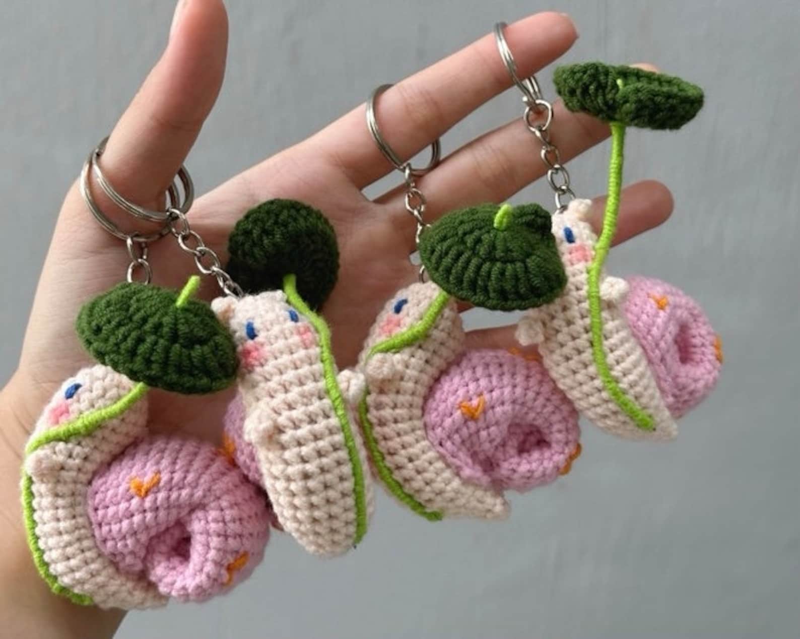 Handmade Baby Snail Crochet Keychain, Mini Snail Crochet Plush Plushie ...