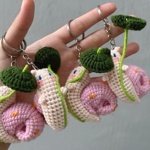 Handmade Baby Snail Crochet Keychain, Mini Snail Crochet Plush Plushie ...