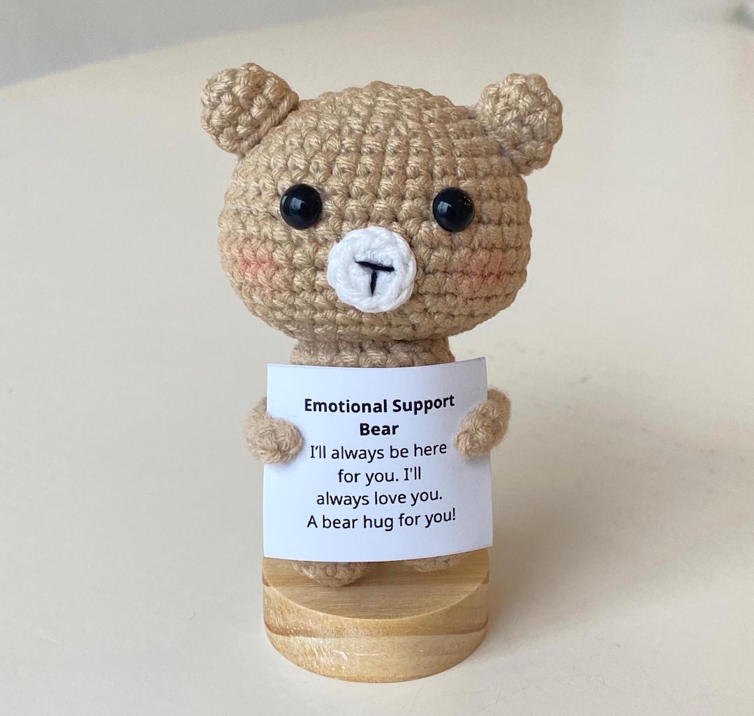 Handmade Crochet Bear Positive With Desk Decorations, Emotional Support ...