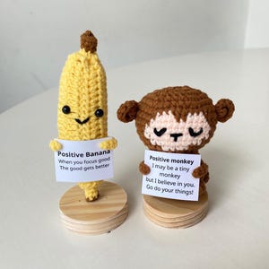 Handmade Positive Banana, Emotional Support Monkey Crochet, Funny Best ...