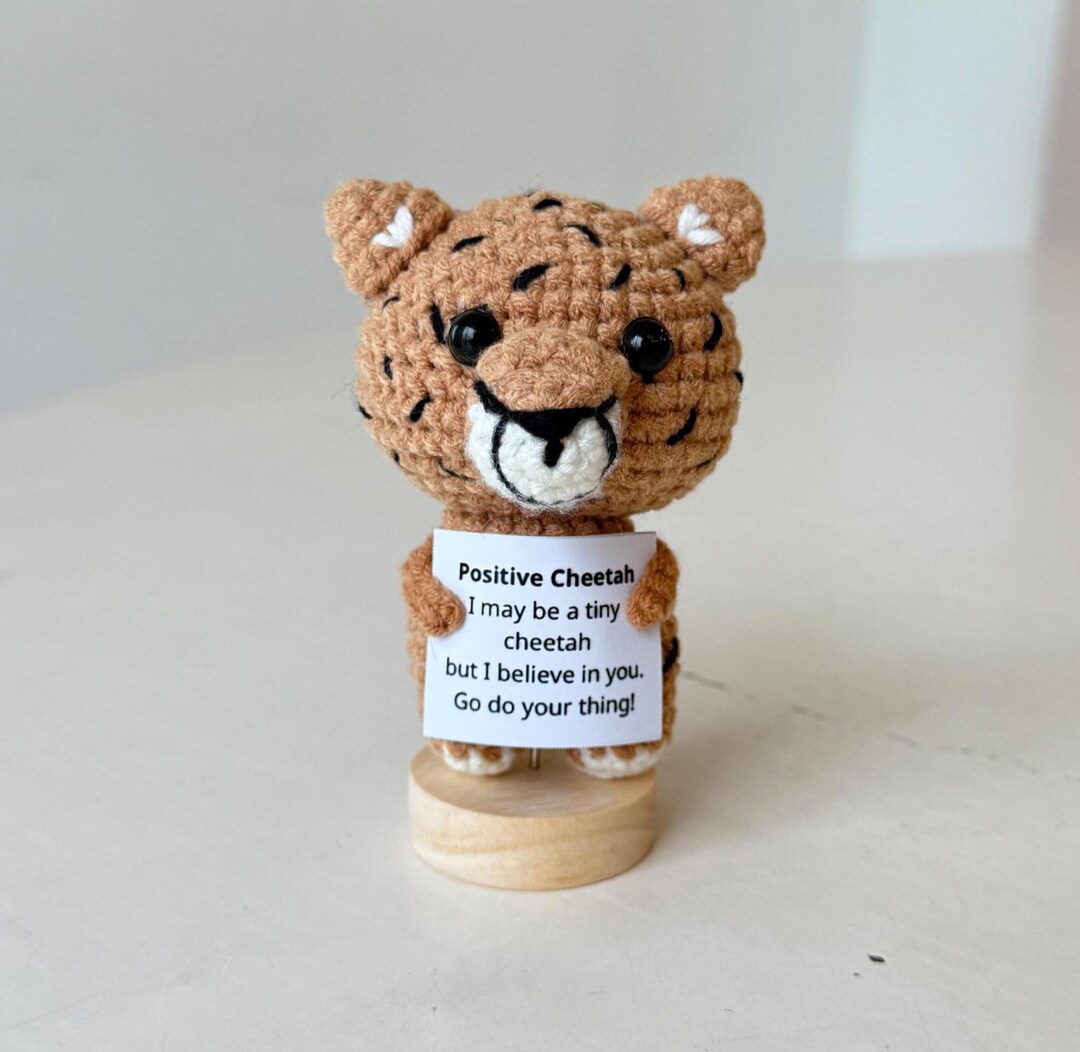 Crochet Cheetah Positive With Desk Decorations, Supportive Cheetah ...