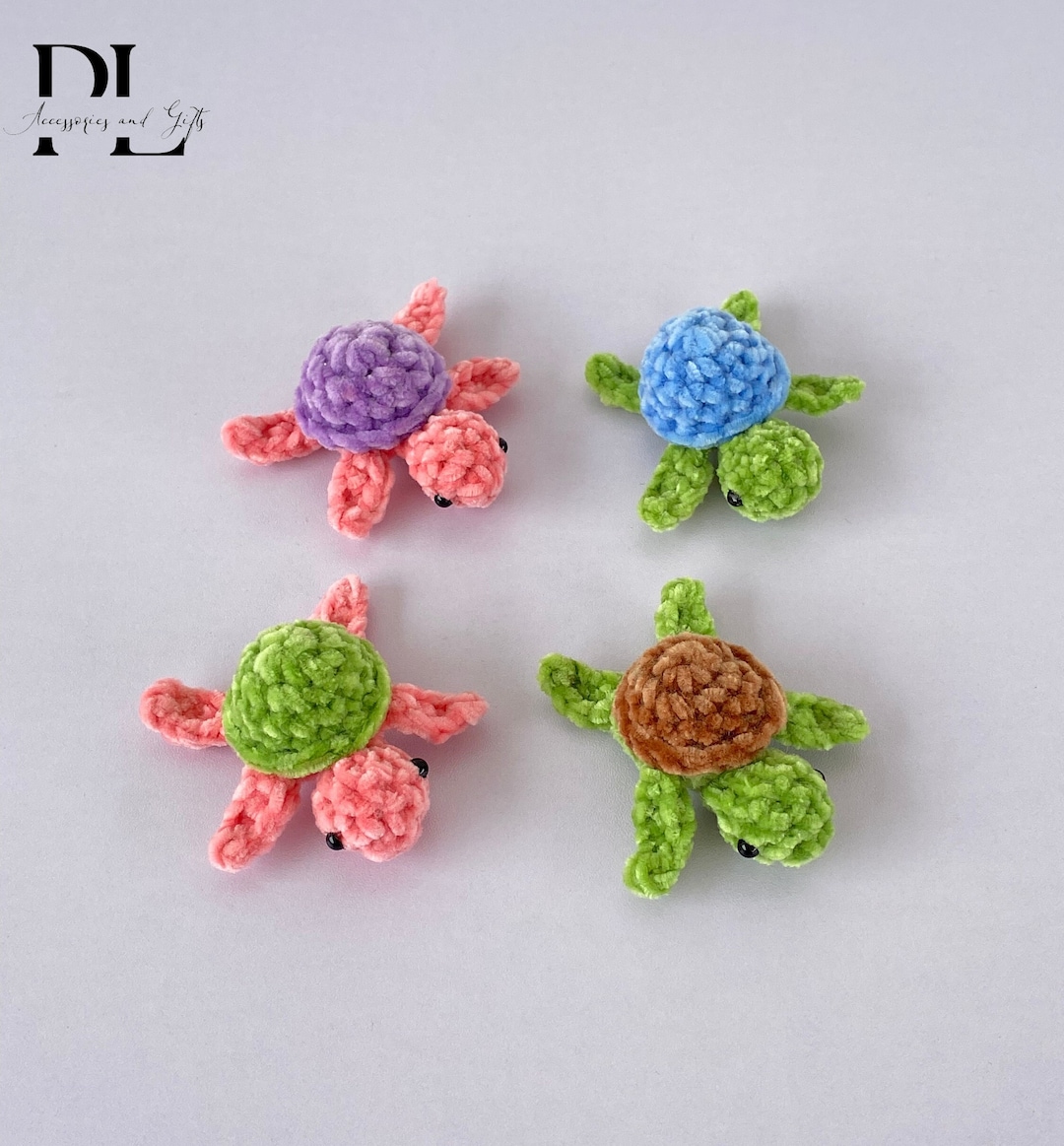 Crochet Mini Turtle Plushie, Amigurumi Sea Turtle, Stuffed Sea Animal ...