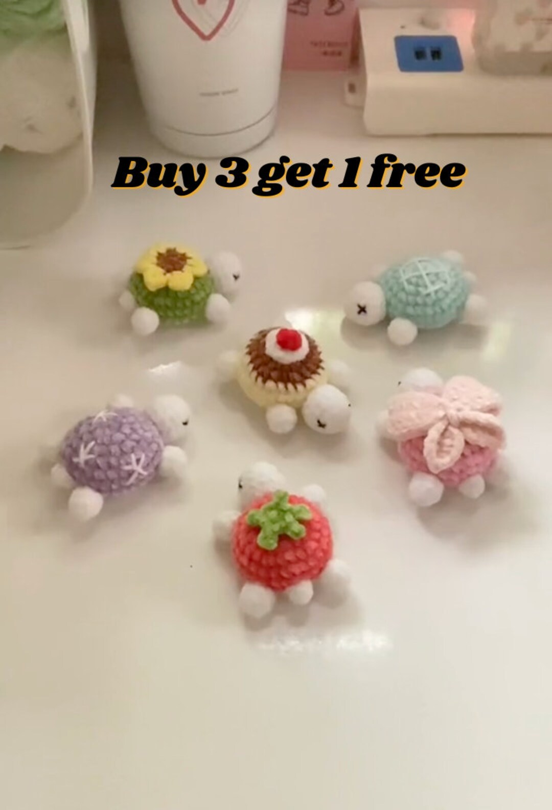 Handmade Baby Turtle Crochet Keychain, Mini Turtle Plush Plushie Toy ...