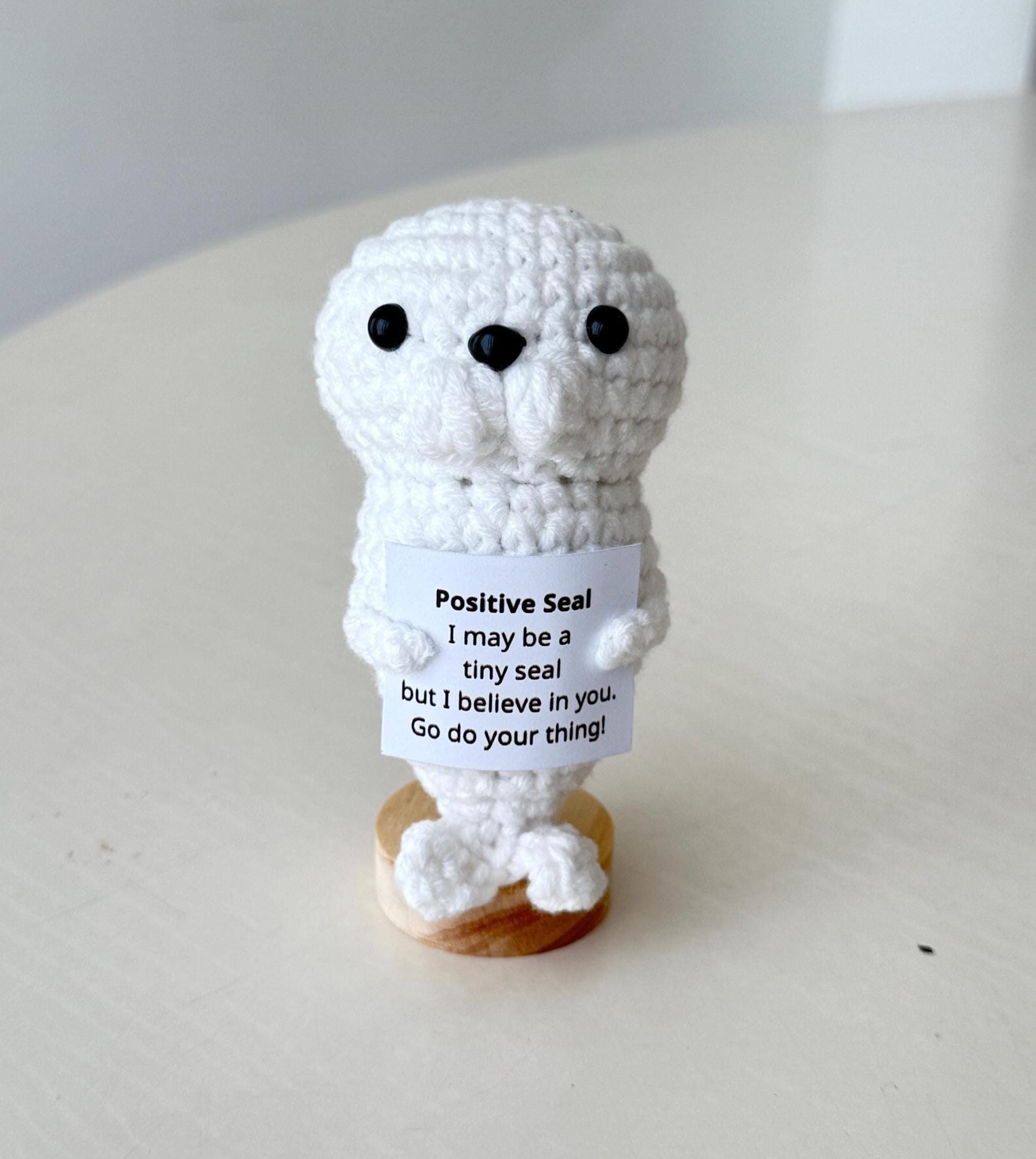 Crochet Seal Positive With Desk Decorations, Support Inspirational Seal ...