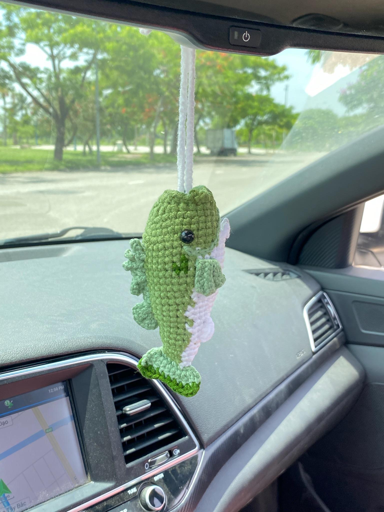 Crochet Bass Fishing Car Mirror Hanging Accessories, Mini Largemouth ...