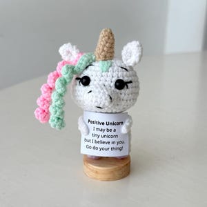 Crochet Unicorn Positive With Desk Decorations, Emotional Support ...