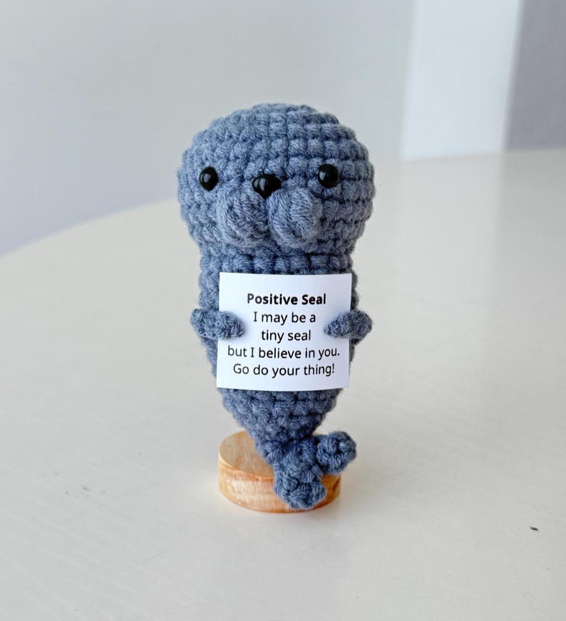 Crochet Seal Positive With Desk Decorations, Support Inspirational Seal ...