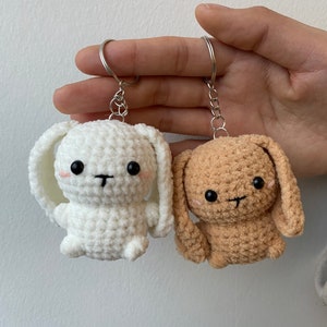 Handmade Crochet Rabbit Keychain, Amigurumi Baby Rabbit, Crochet Mini ...
