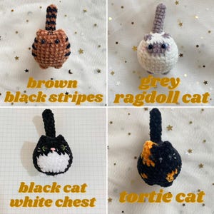 Crochet Cute Cat Keychain, Handmade Mini Crochet Amigurumi Cat Keychain ...