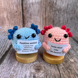 Funny Positive Axolotl, Knitted Baby Axolotl Toy With Positive Card ...