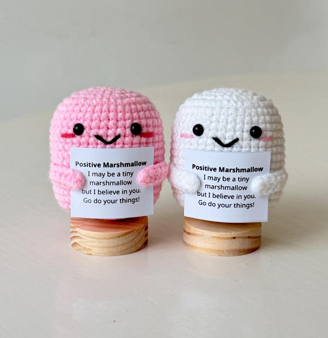 Funny Positive Marshmallow, Knitted Marshmallow Toy With Positive Card ...