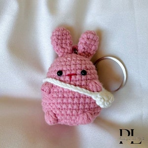 Handmade Crochet Rabbit With Bag Keychain, Amigurumi Baby Rabbit ...