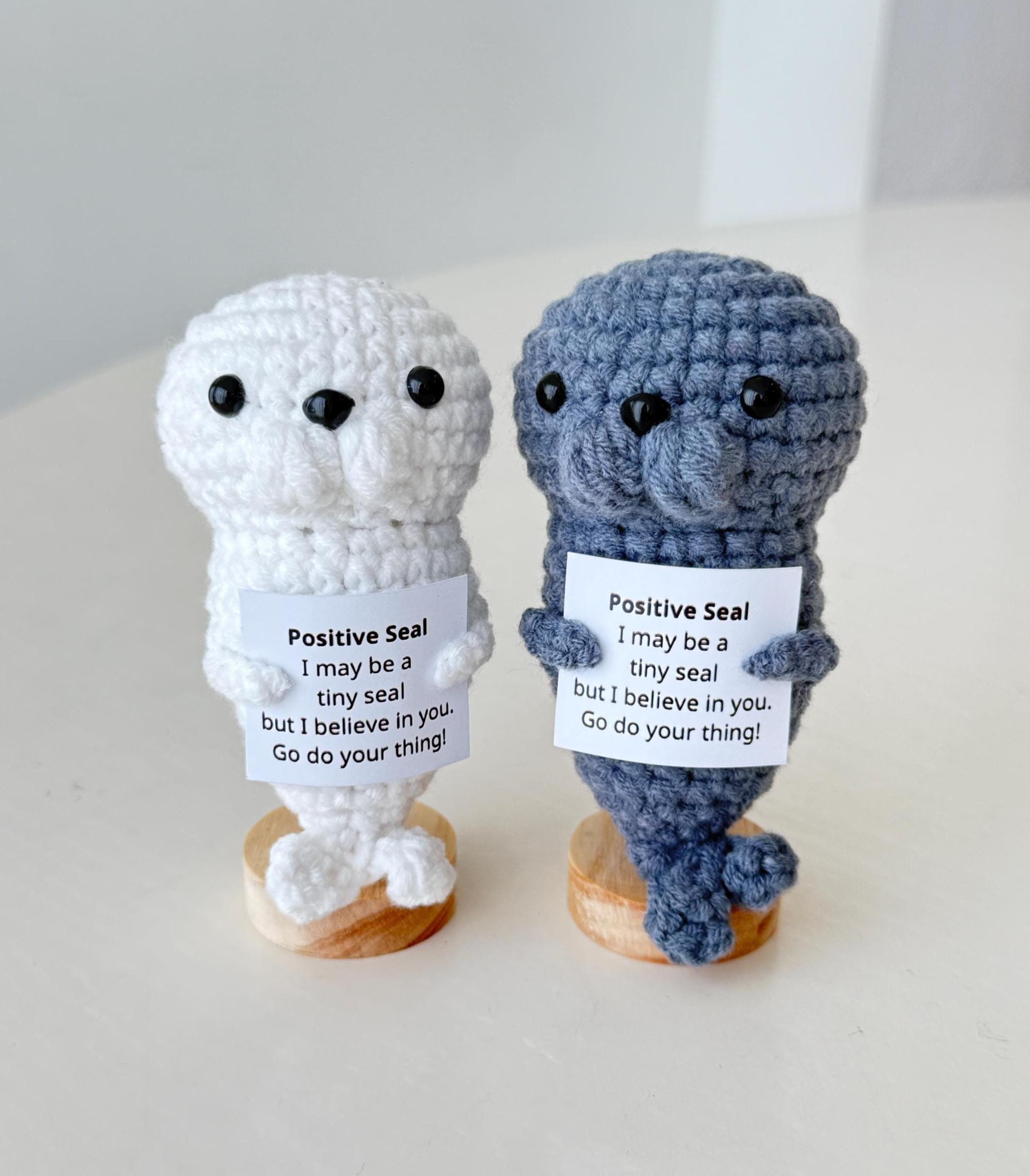 Crochet Seal Positive With Desk Decorations, Support Inspirational Seal ...