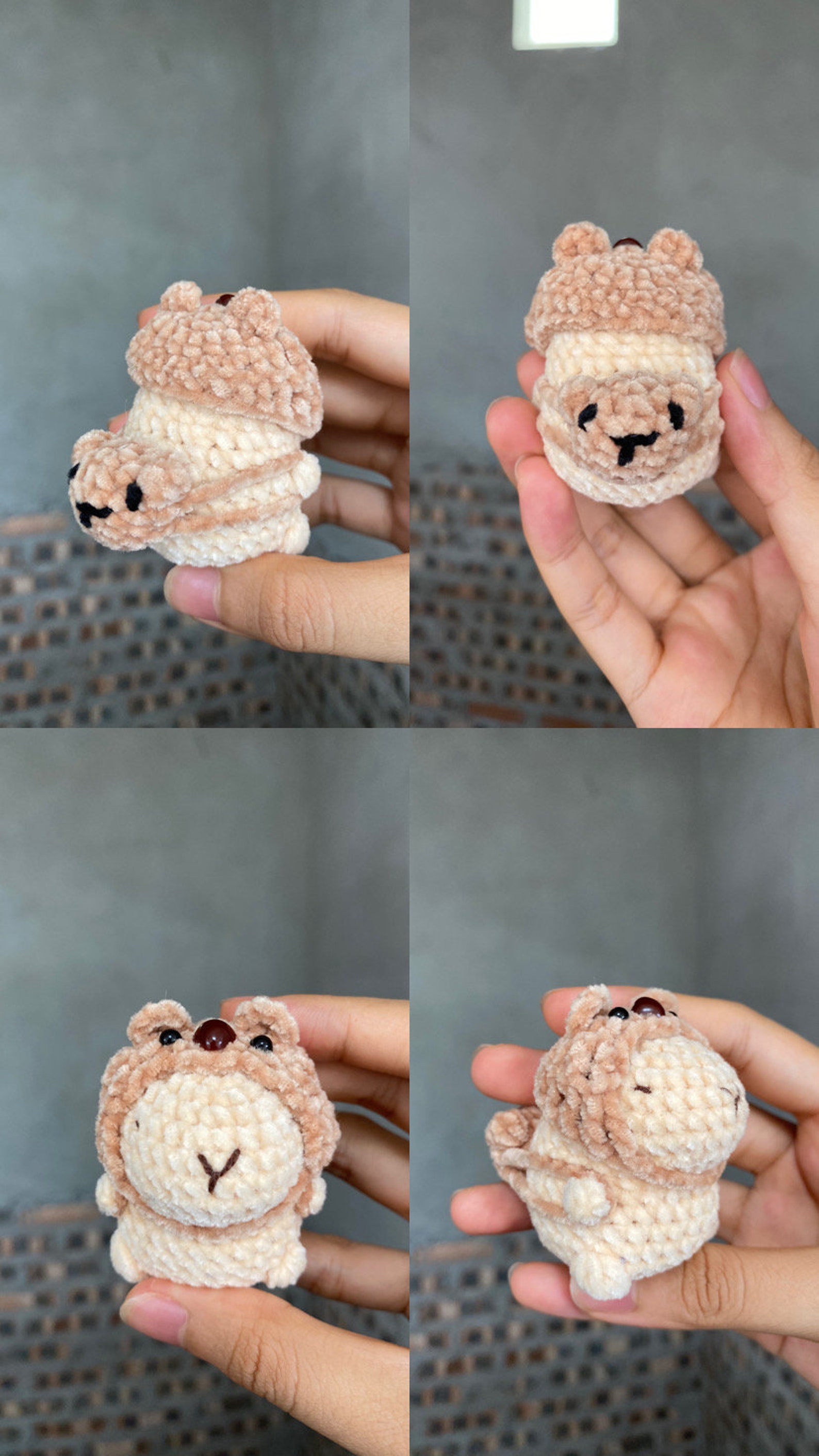 Crochet Capybara With Bag Keychain, Amigurumi Capybara, Crochet Funny Capybara Plush Toy ...