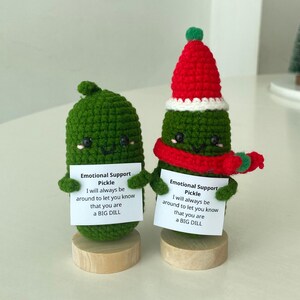 Cute Positive Pickle With Stand, Christmas Emotional Support Pickle ...