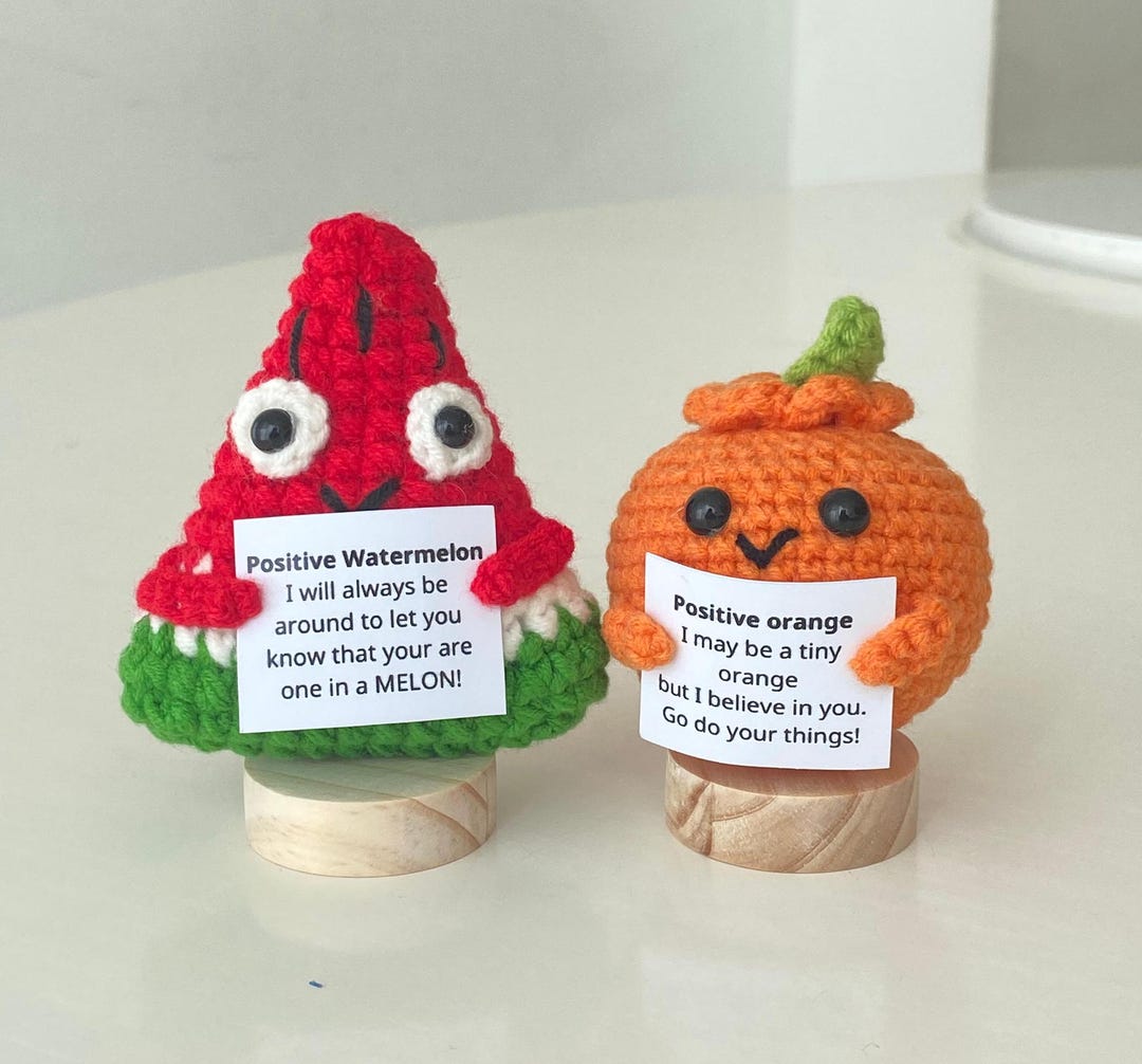 Crochet Positive Watermelon Orange, Handmade Customized Gift, Small ...