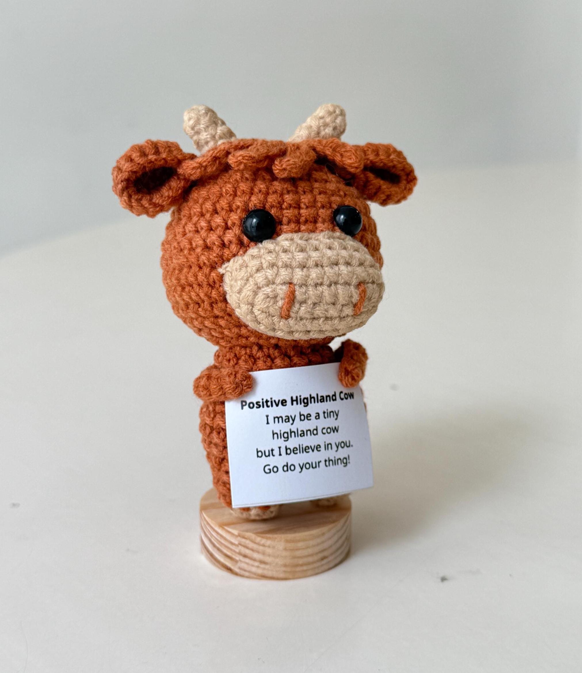 Crochet Highland Cow Positive With Desk Decorations, Supportive ...