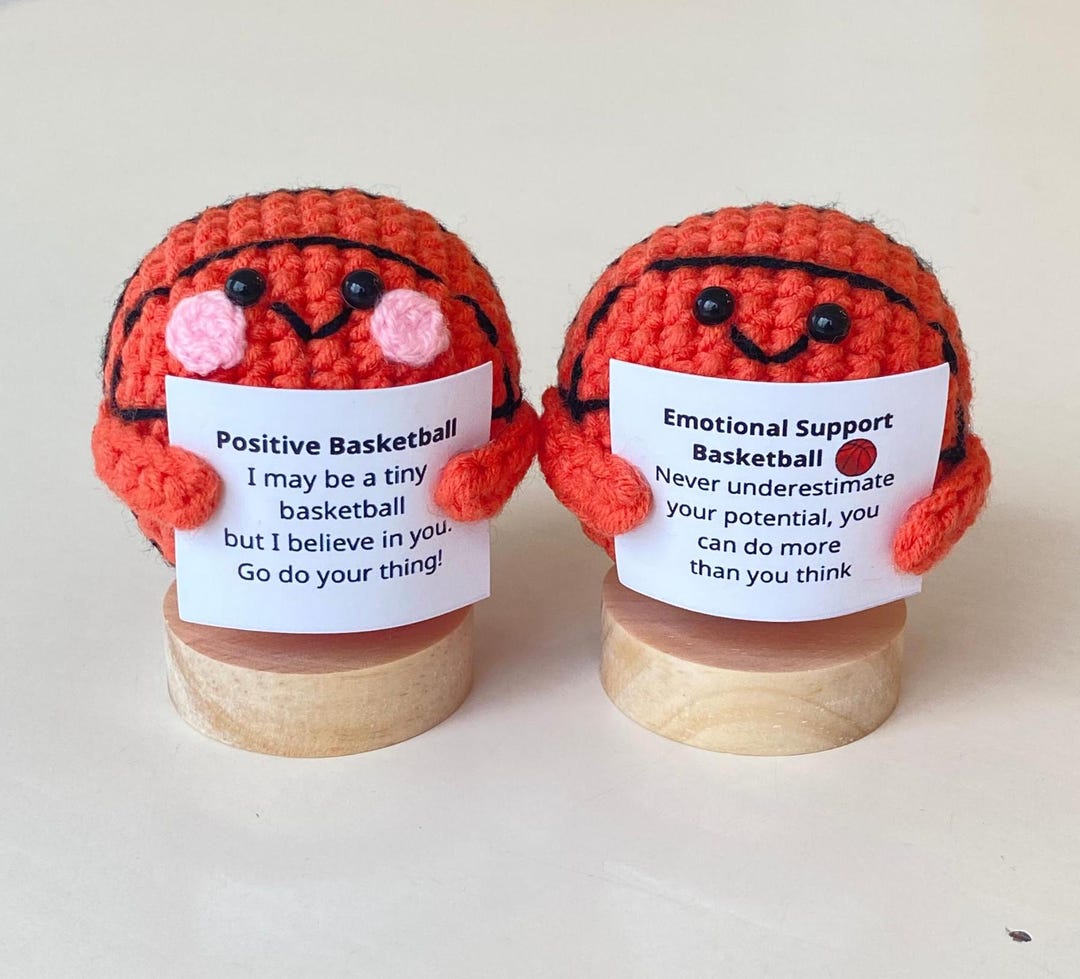 Funny Positive Basketball, Knitted Basketball Toy With Positive Card ...