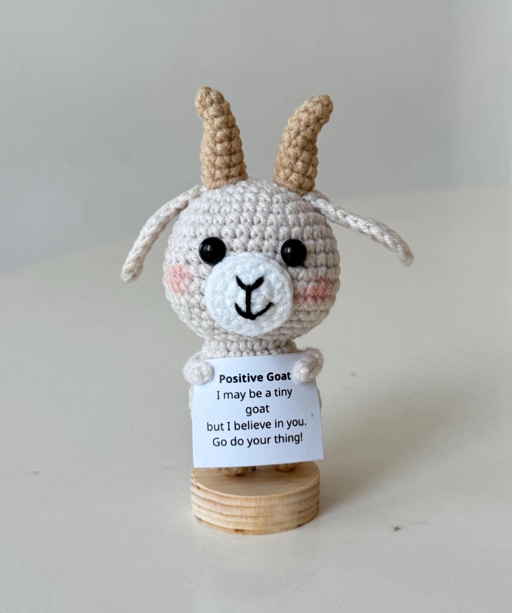 Crochet Goat Positive With Desk Decorations, Supportive Goat Plush ...
