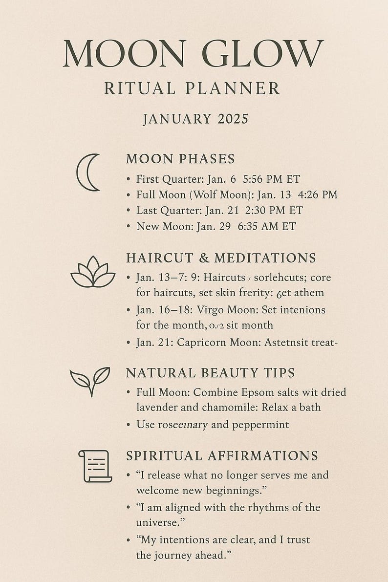 2025 Ritual Planner | Lunar Beauty Calendar | PDF Download , Moon ...