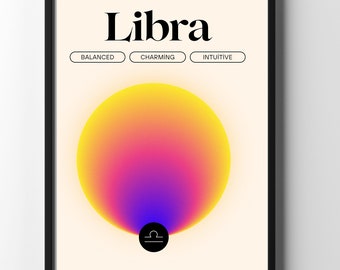 Aquarius Zodiac Sign Aura Gradient Poster, Art Printable Poster ...