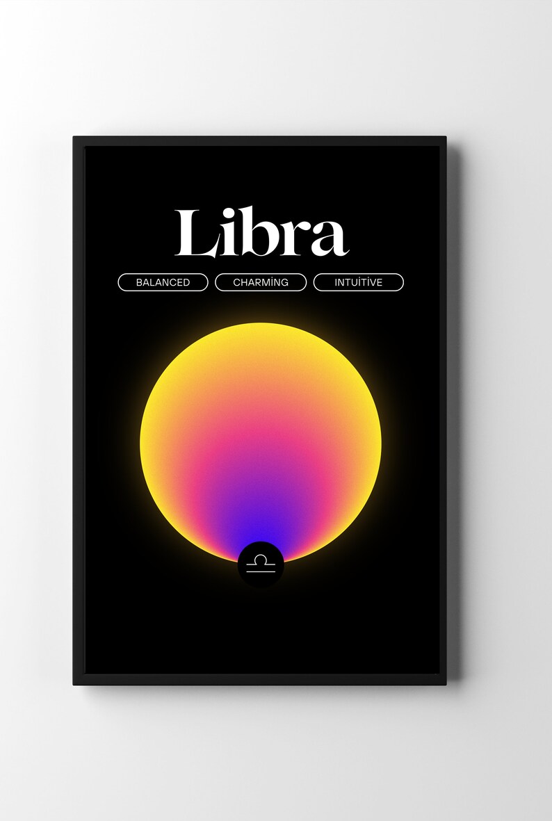 Libra Zodiac Sign Aura Gradient Poster, Art Printable Poster, Astrology ...