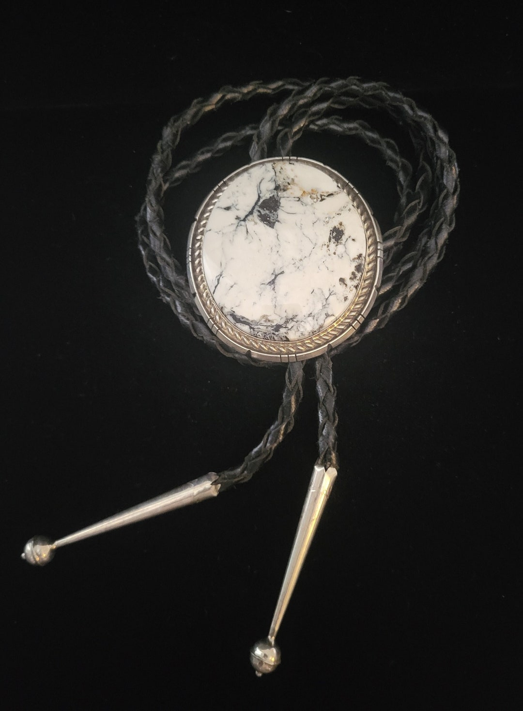 Samson Edsitty White Buffalo Sterling Silver Bolo Tie - Etsy