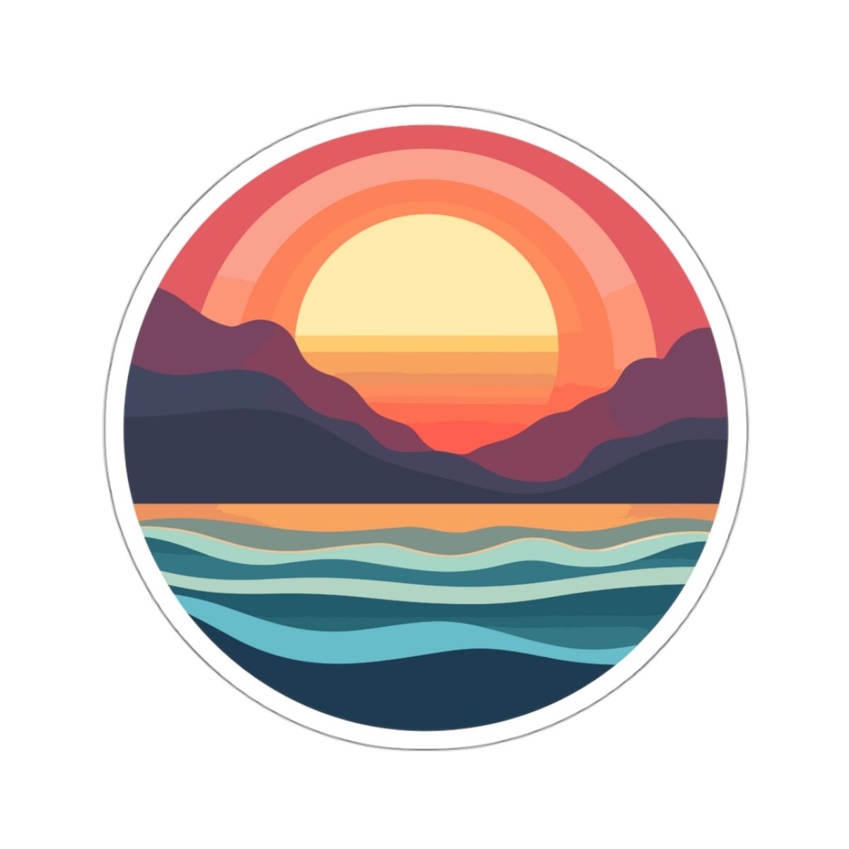 Retro Vibrant Sunset Kiss-cut Stickers, Holidays Sticker, Sticker for ...