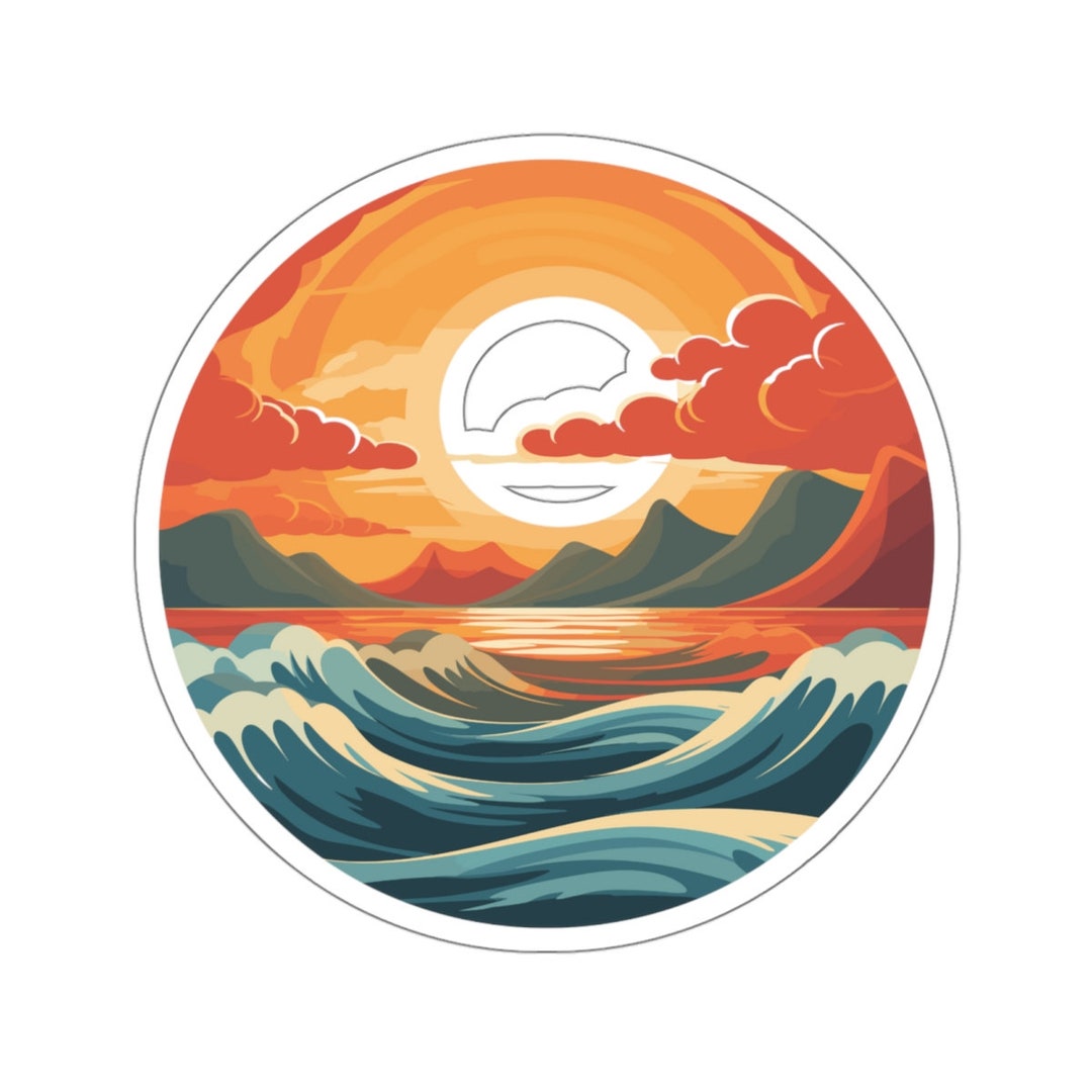 Retro Sunset Vinyl Sticker: Warm Colors, Laptop Decal - Etsy