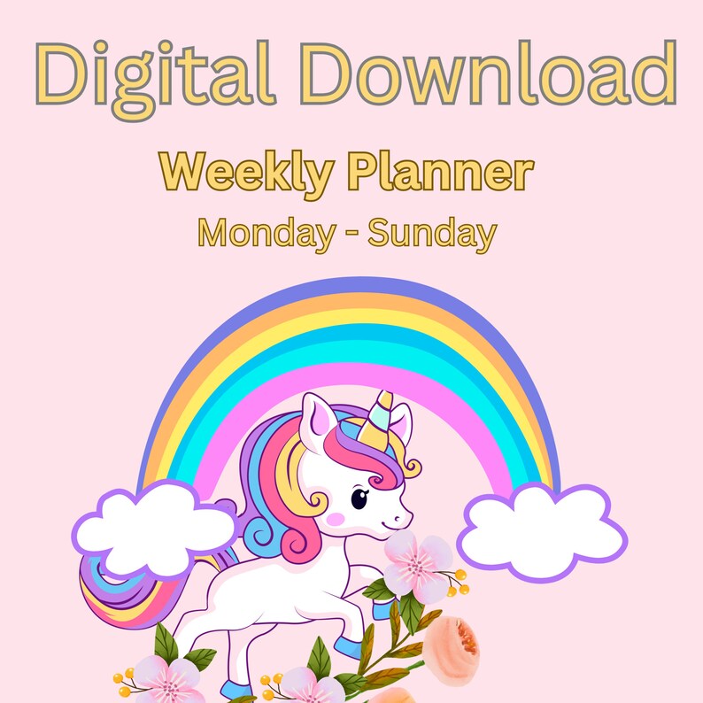 UNICORN Adorable Cute Weekly Schedule Notes Printable, Homeschool ...