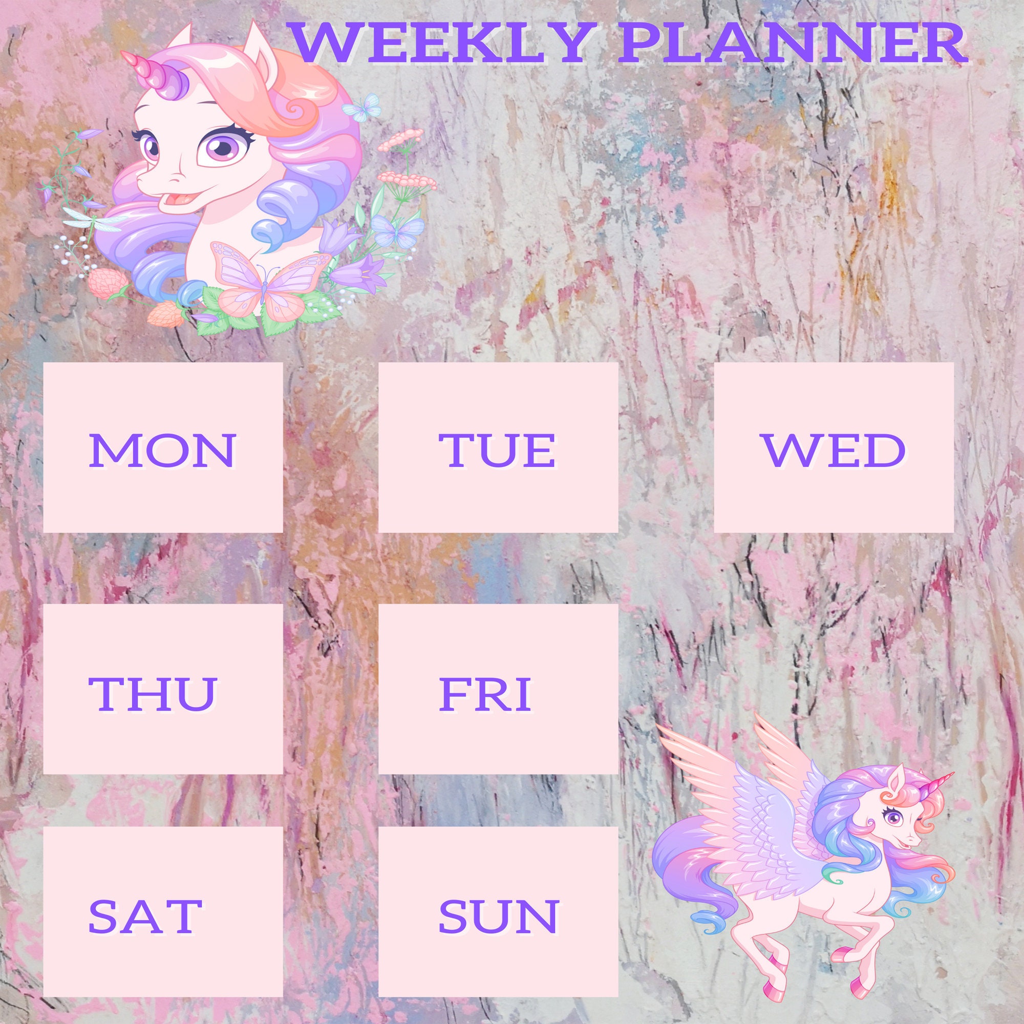UNICORN Adorable Cute Weekly Schedule Notes Printable, Homeschool ...