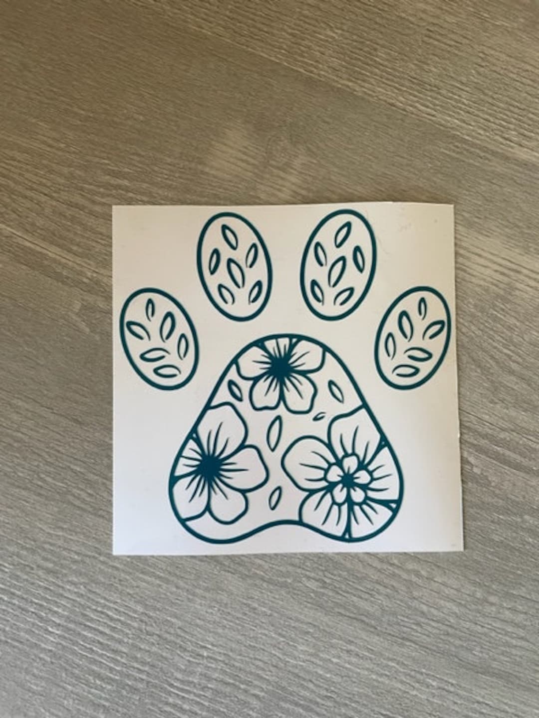 Floral Dog Paw Print Decal - Etsy