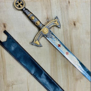 Custom Handmade Templar Knights Sacred Holy Longsword Ornate Full ...