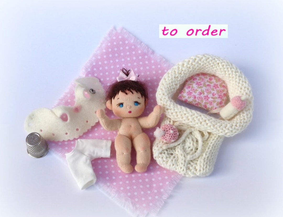 Waldorf Baby Doll Small 3.5'' Baby Girl Doll Baby Shower Cloth Handmade ...