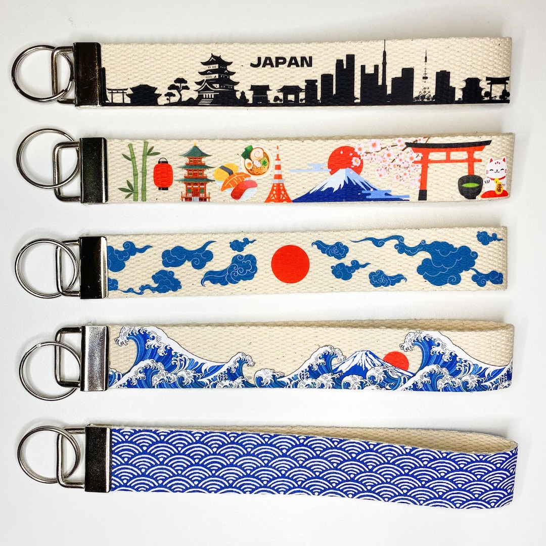 Wristlet Keychain Japan Keychain Canvas Keychain Lanyard Japanese Gift ...