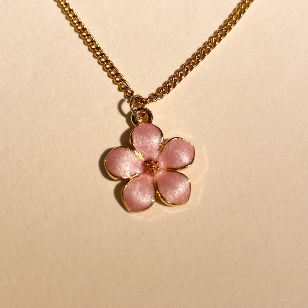 Cherry Blossom Necklace Japanese Gift for Her Sakura Necklace Birthday ...