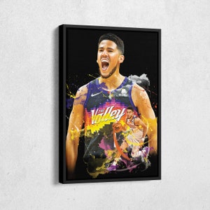 Devin Booker Poster Phoenix Suns NBA Artwork Framed Wall Art Canvas ...