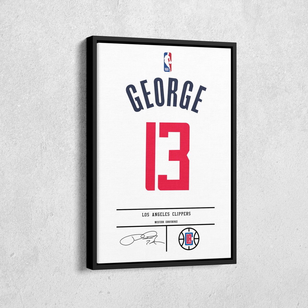 Paul George Jersey Art Los Angeles Clippers NBA Wall Art Home Decor ...