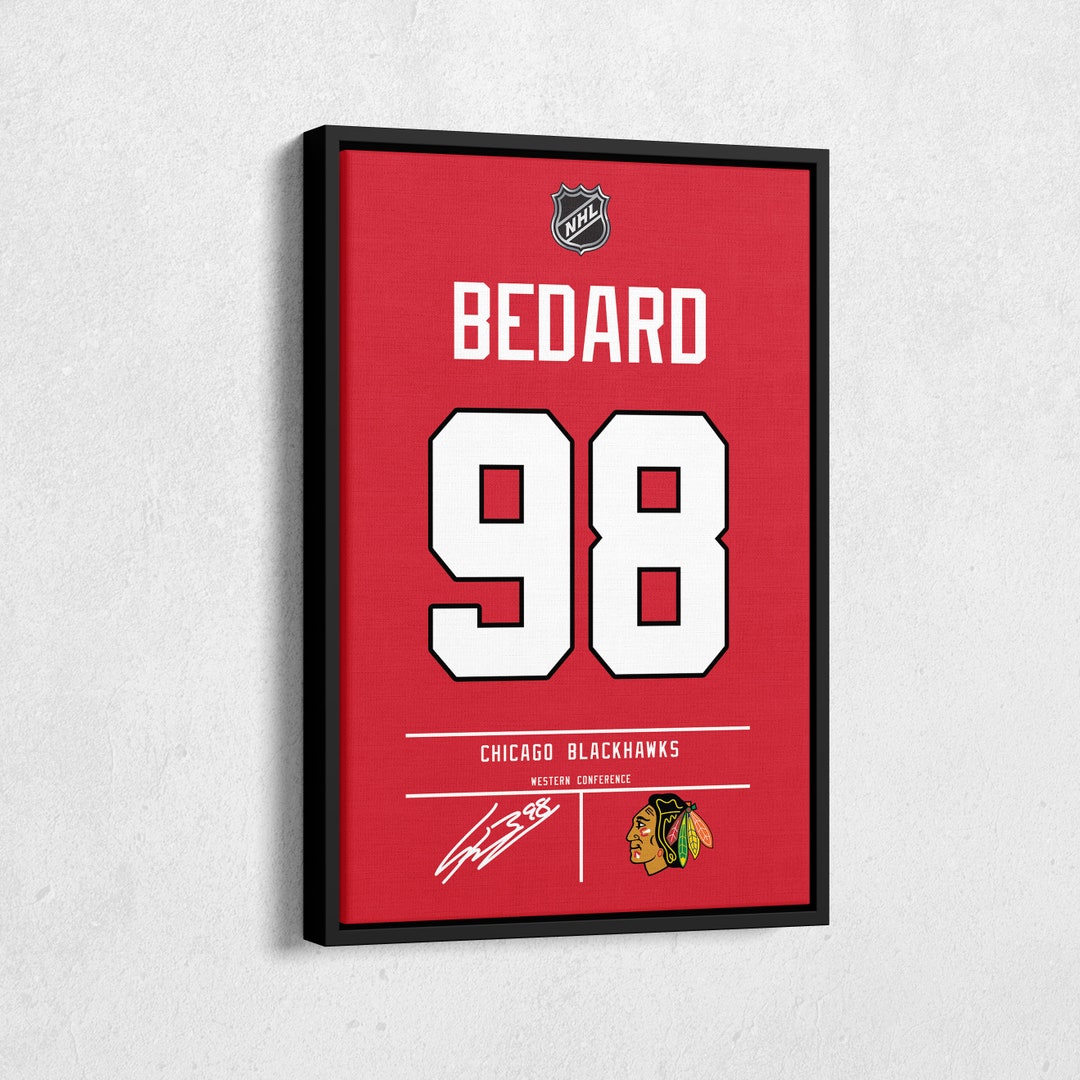 Connor Bedard Jersey Art Chicago Blackhawks NHL Wall Art Home Decor ...
