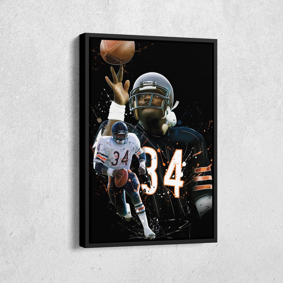 Walter Payton Poster Chicago Bears NFL Artwork Framed Poster Wall Art ...