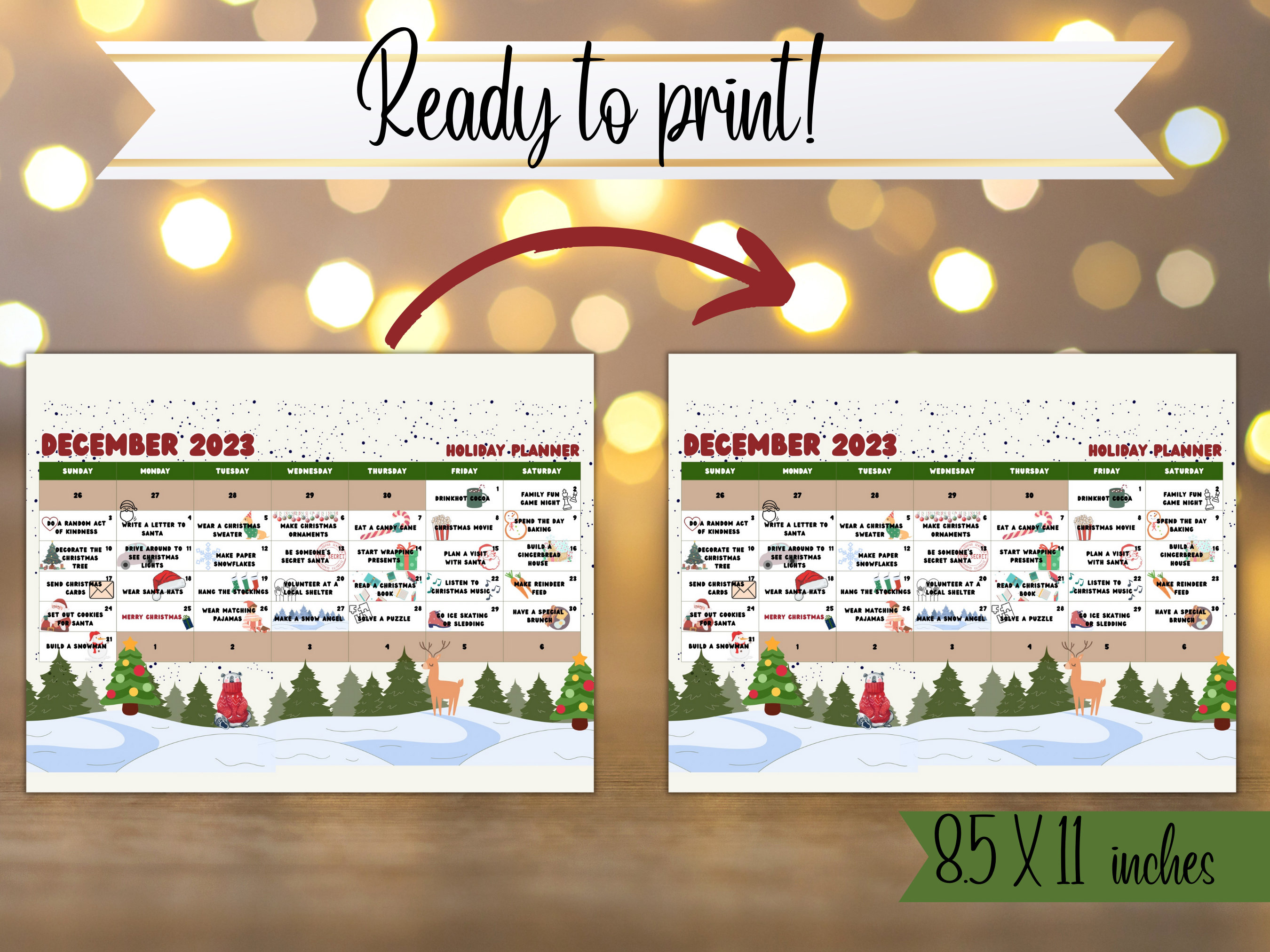 December Activity Calendar| Printable Christmas Calendar|digital ...