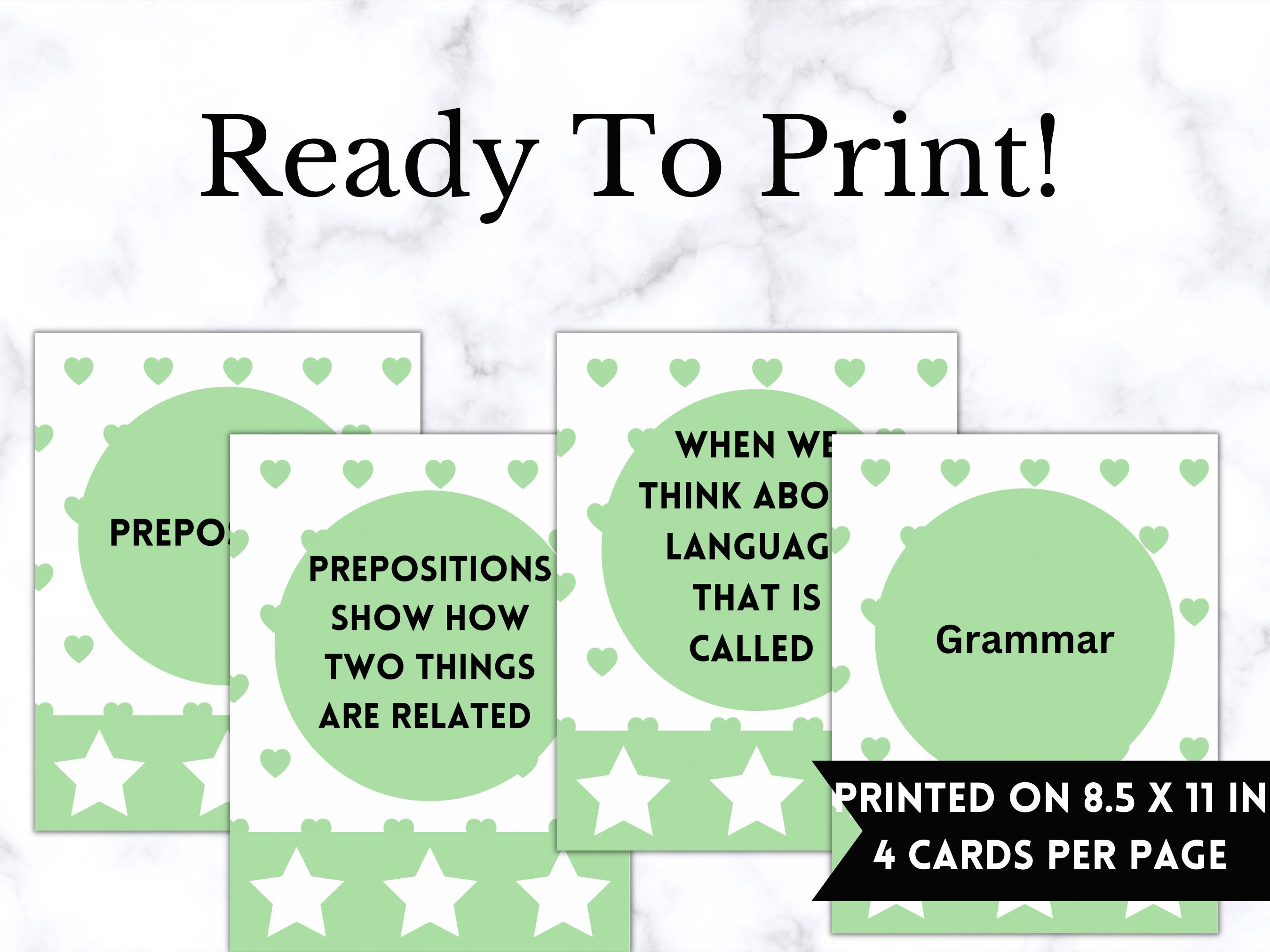 Homeschool Grammar Flash Cards Study Cards Grammar Memorization Grammar ...