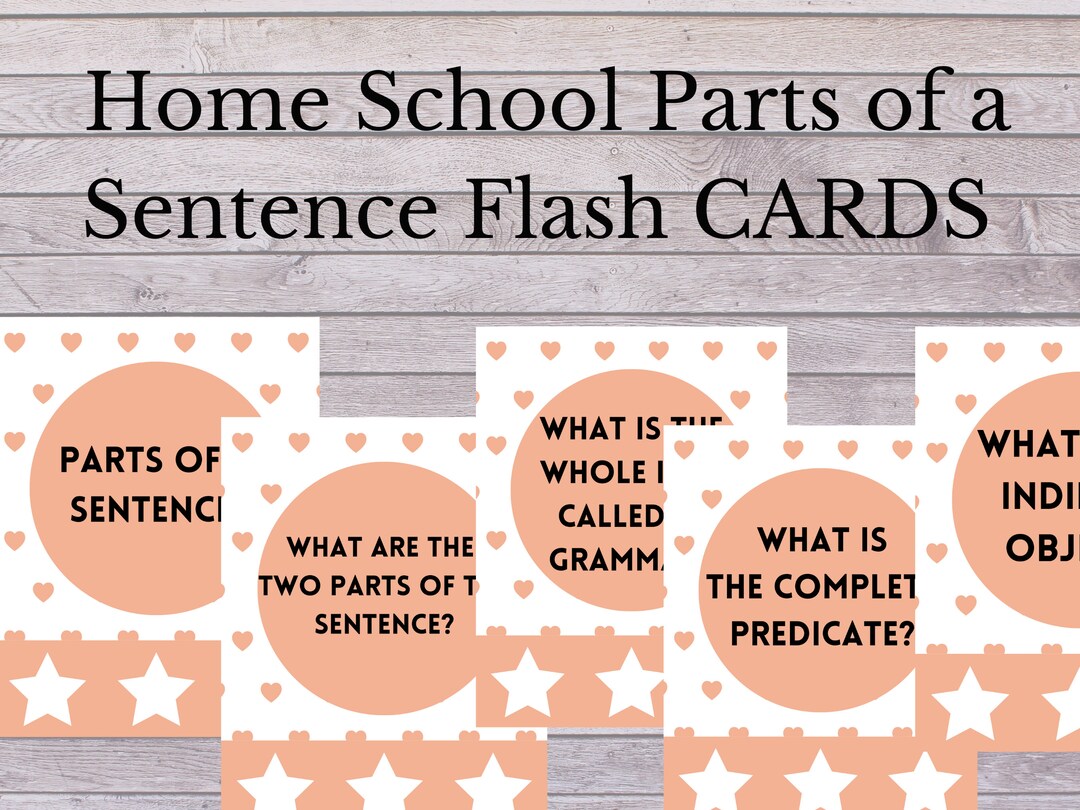 Home School Grammar Flash Cards| Parts of a Sentence Flash Cards ...