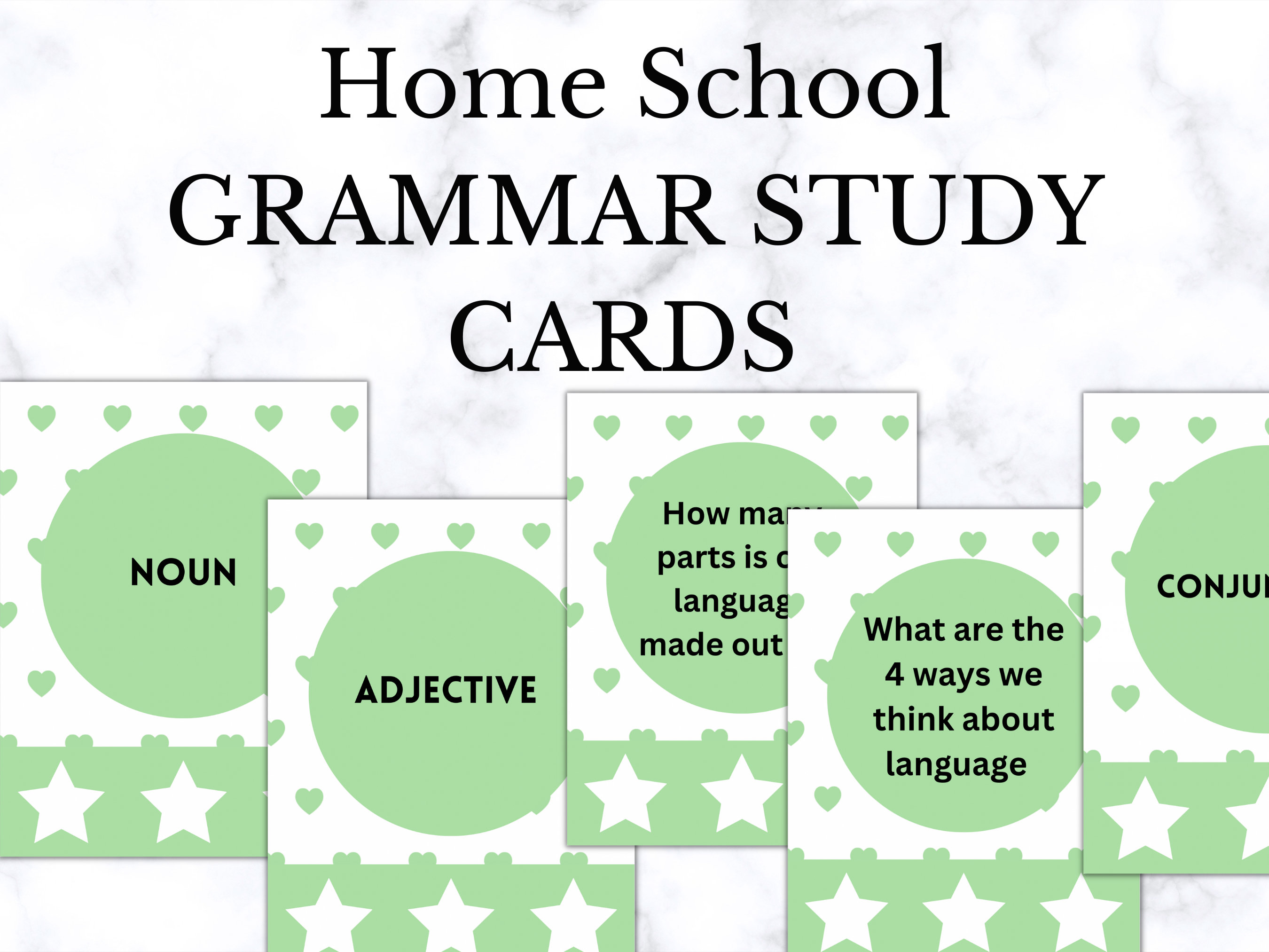 Homeschool Grammar Flash Cards Study Cards Grammar Memorization Grammar ...