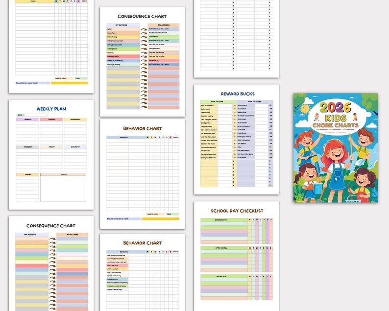 2026 Kids Chore Chart Planner: Printable Responsibility & Reward ...