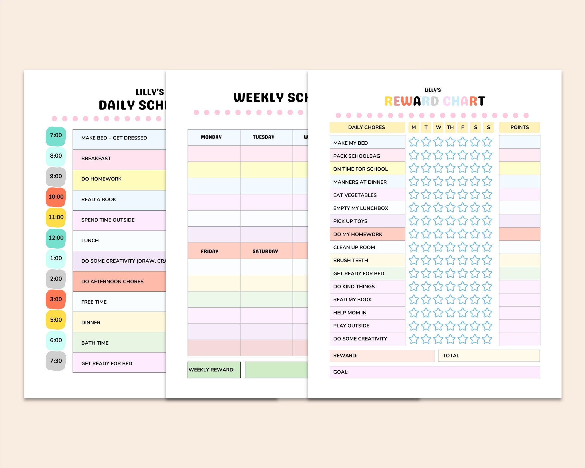 Printable Chore Chart for Kids Canva Template, Editable , ADHD Planner ...