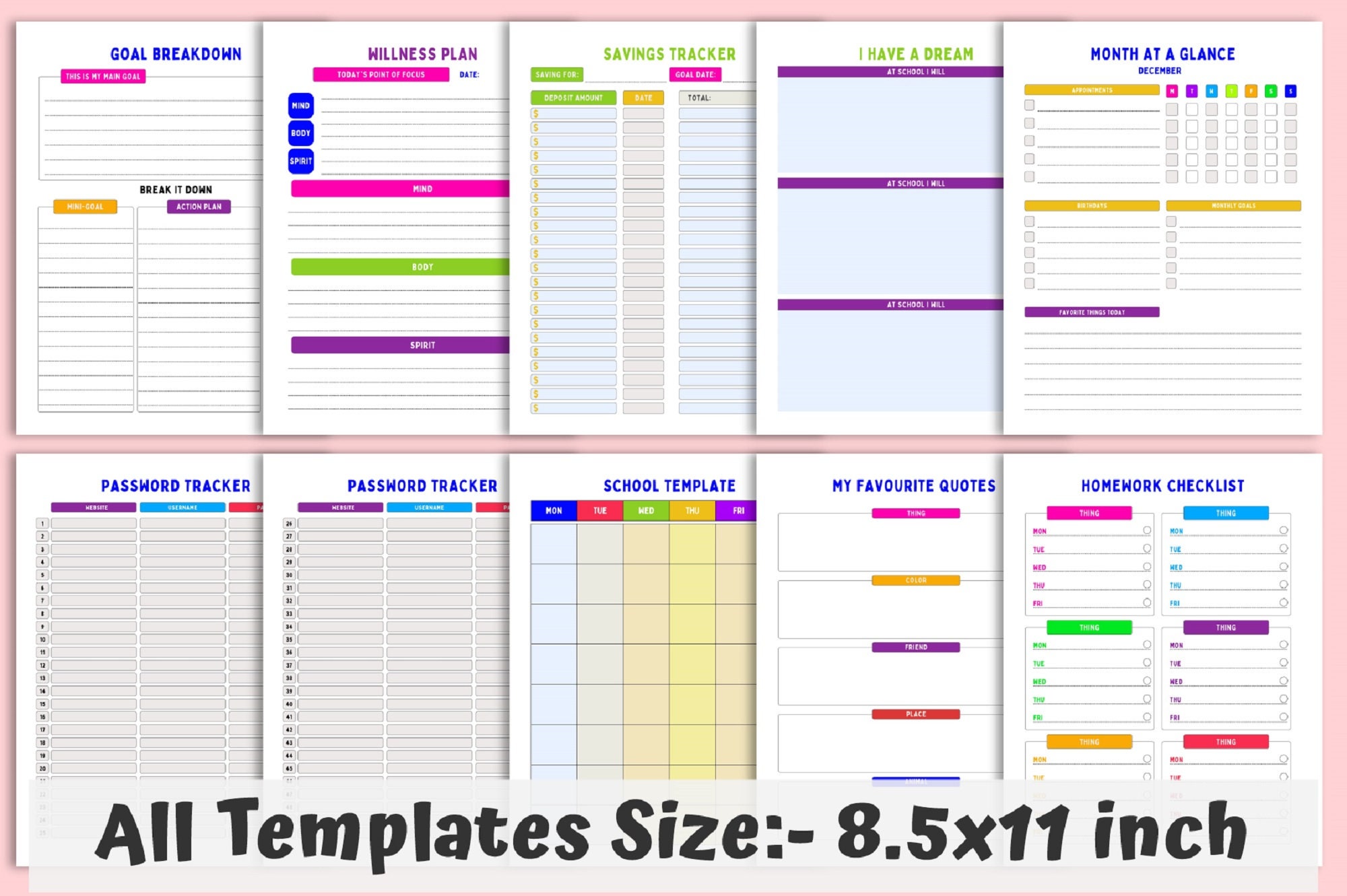 Printable ADHD Canva Editable Planner for Kids KDP Interior Template ...